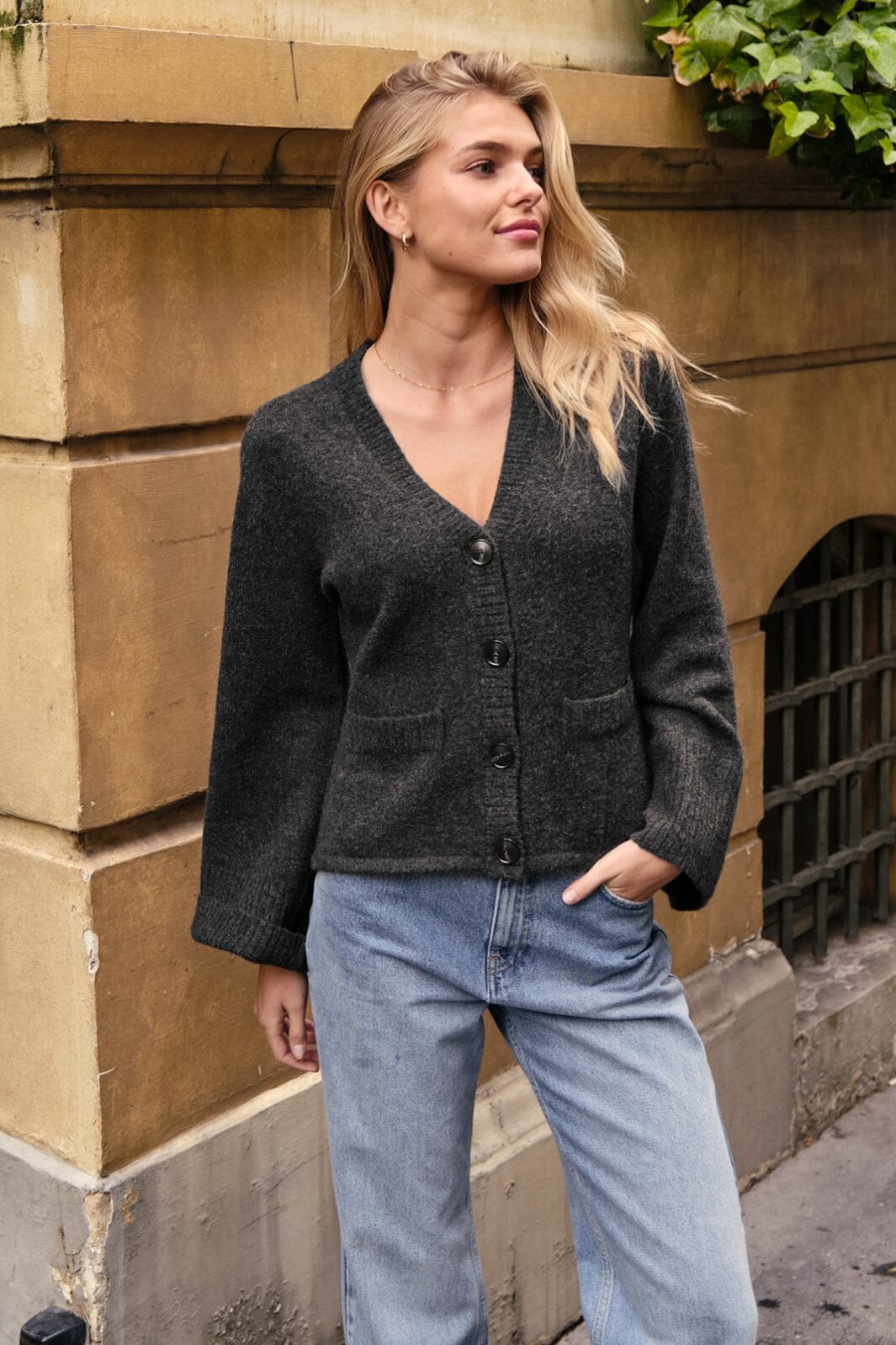 Neo Noir - Pixie Knit Cardigan - Antracit | Køb her