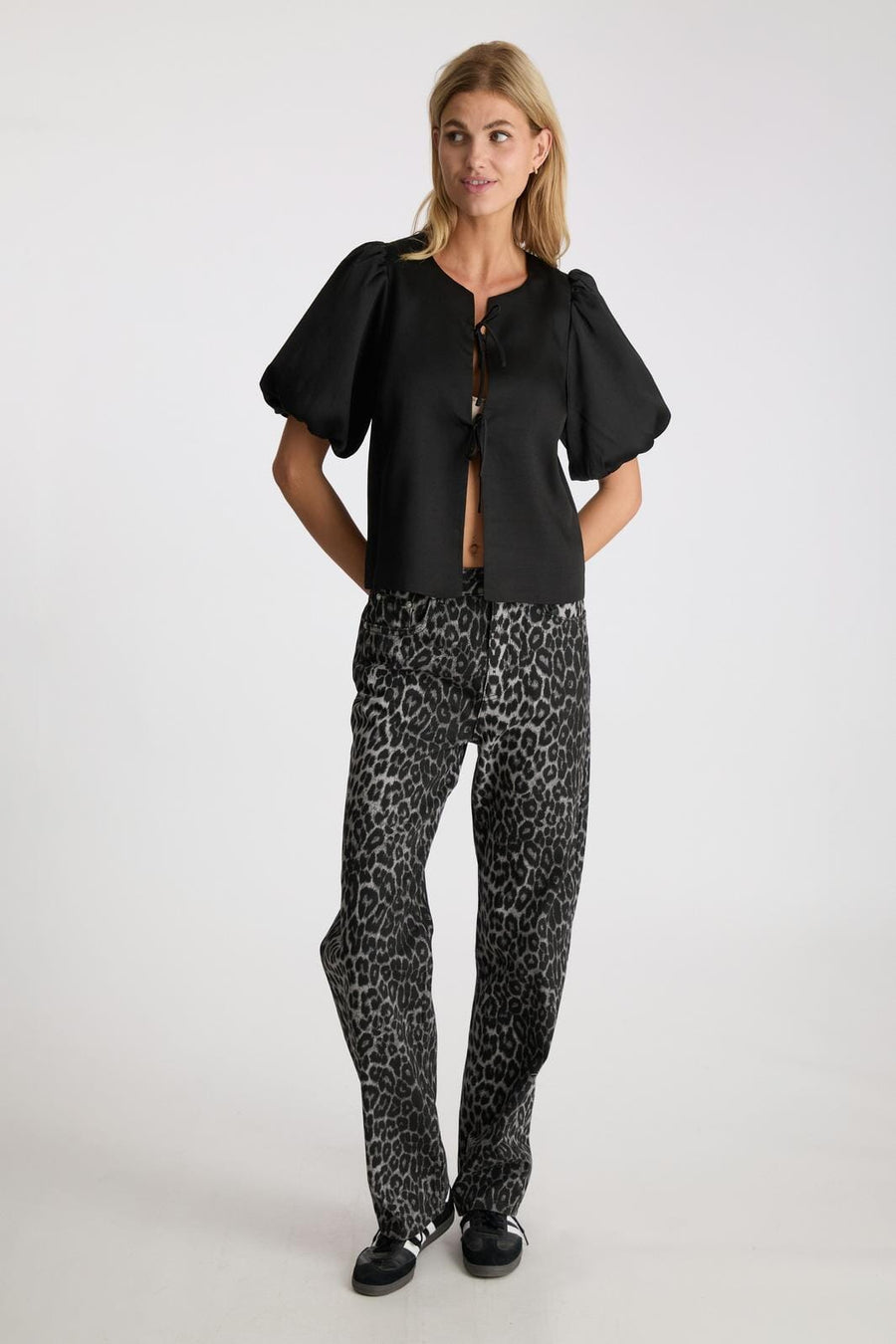 Neo Noir - Simona Leopard Pants - Grey Leopard | Køb