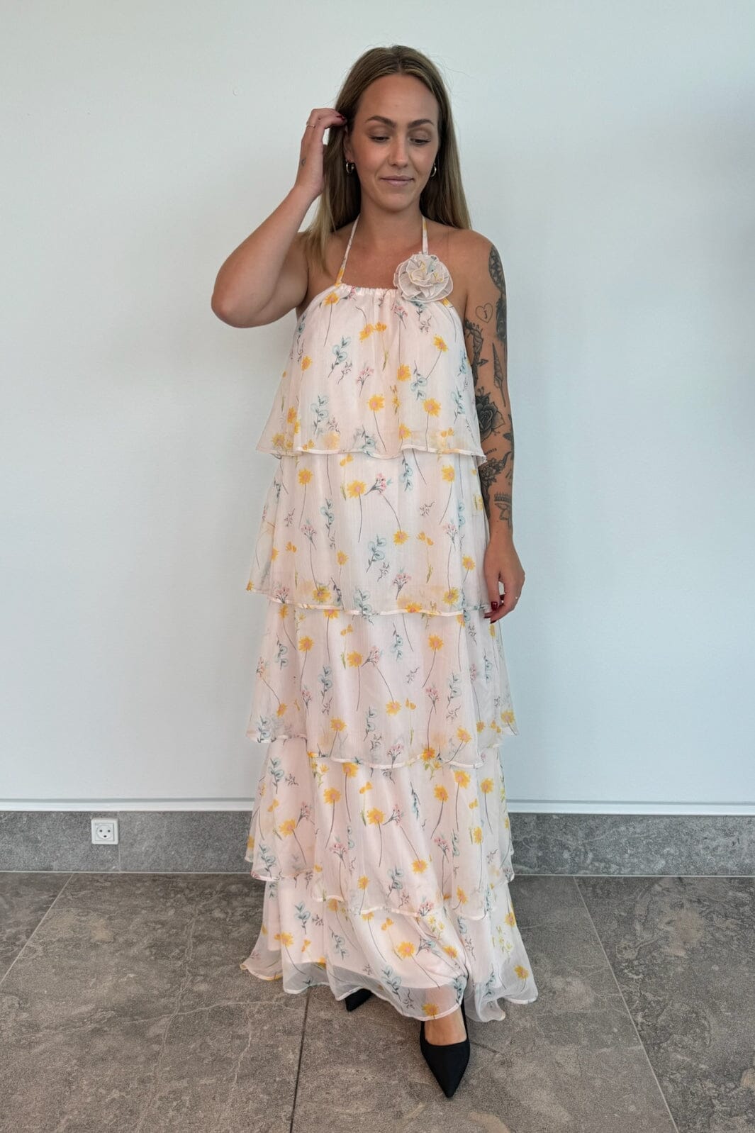 Pieces - Pcclara Sl Long Layred Dress Kca - 4785295 Barely Pink Flower