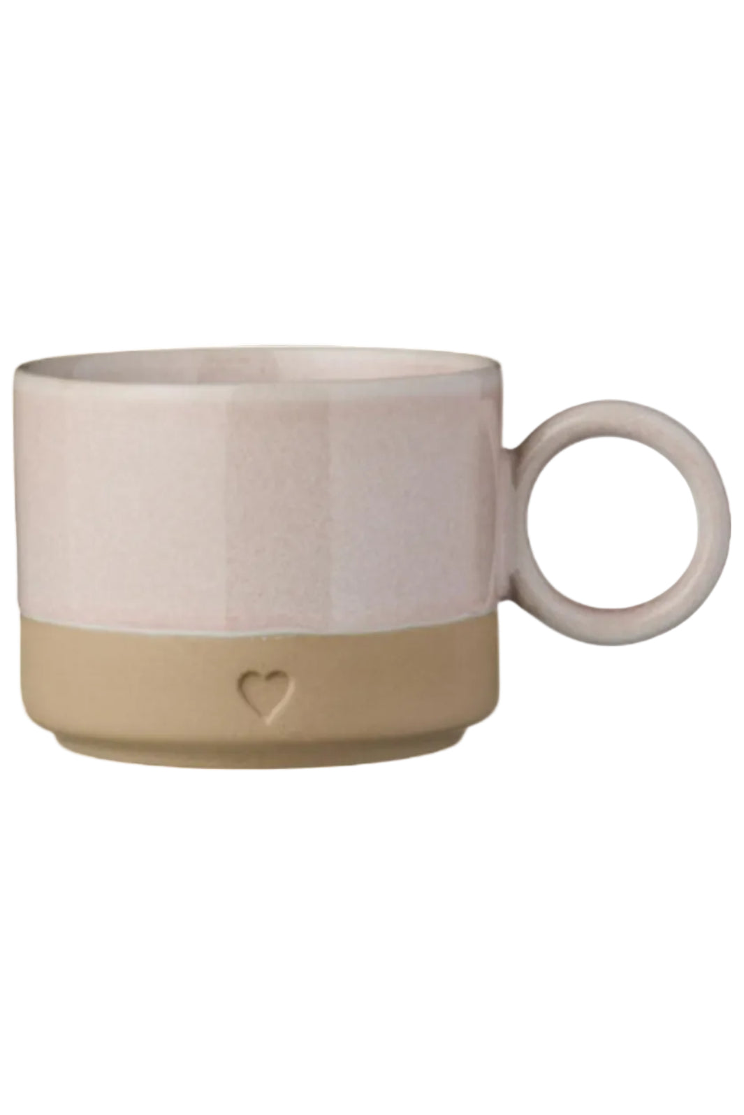 Ib Laursen - Krus m/hank Heart mat brunt ler m/rosa kant 290 ml - Sten