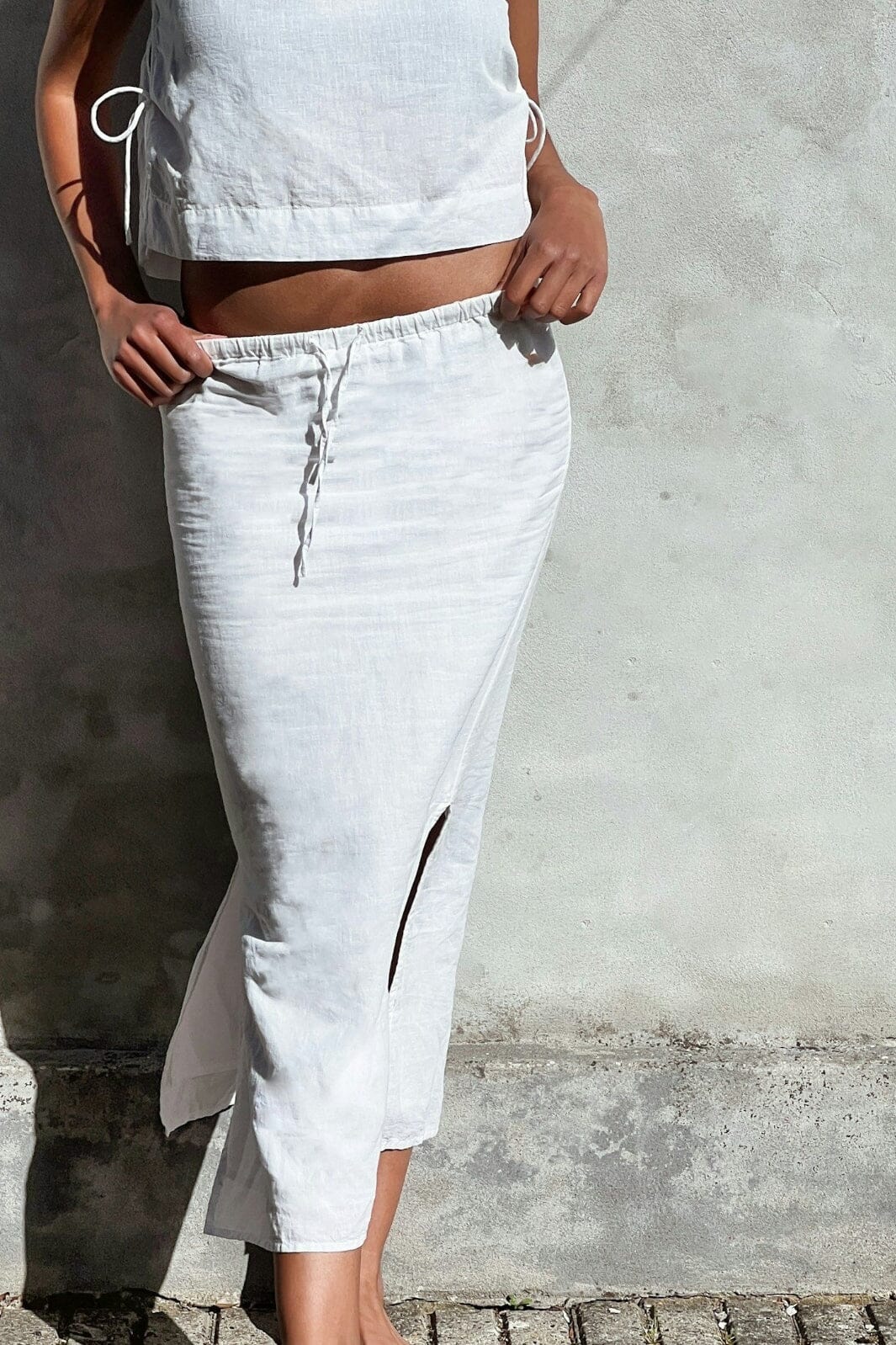 Neo Noir - Noa Linen Skirt 159936 - 120 - White | Køb