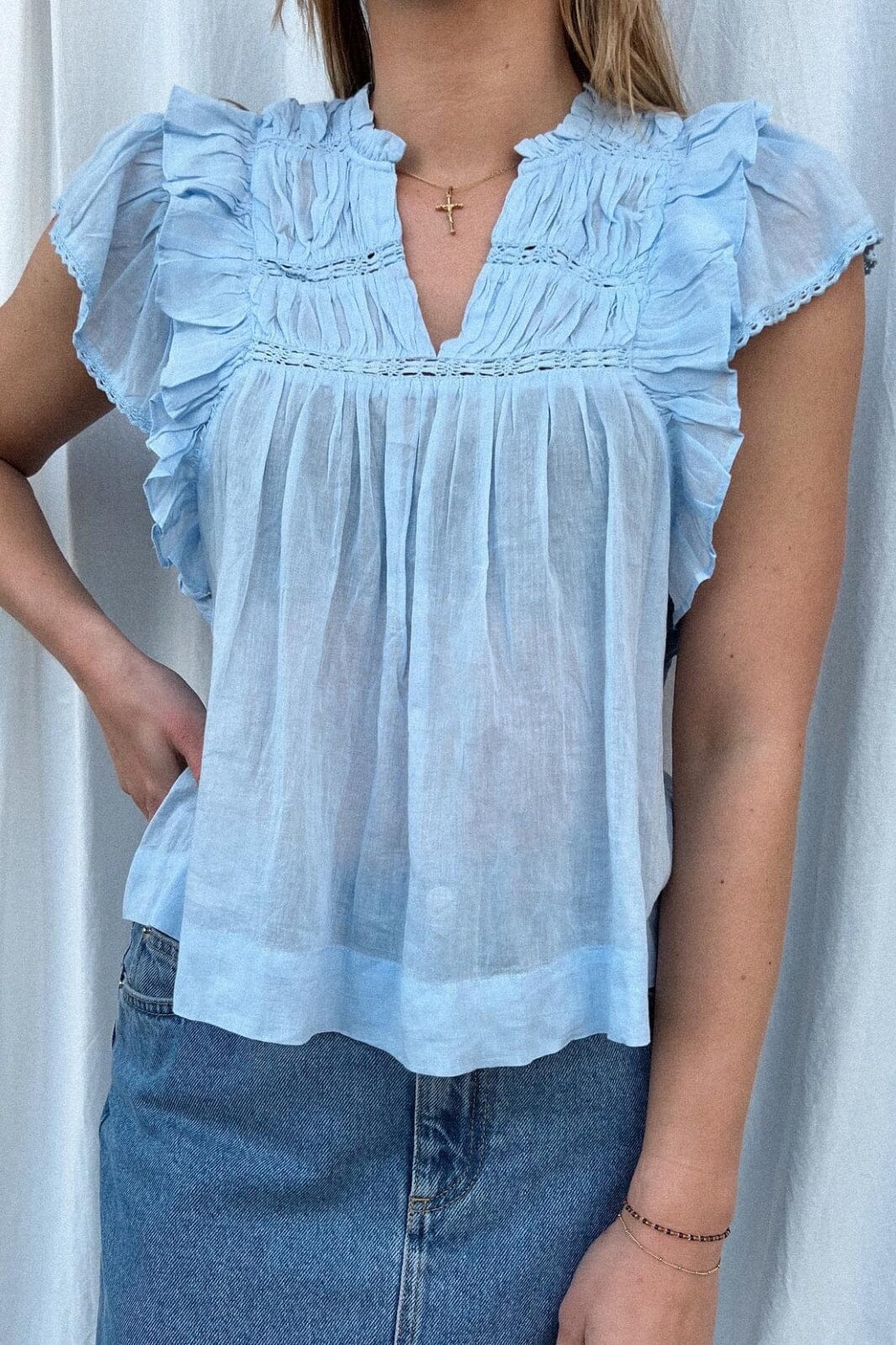 Neo Noir - Jayla S Voile Top - Light Blue | Køb her
